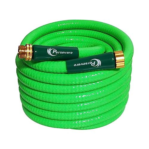 Persevere Garden Hose 50 ft Heavy Duty Water Hose 5/8,180PSI Kink Resistant,Heavy Duty, Lightweight, Flexible Hose for Plants,Lawn & Garden Watering Equipment, 3/4 Solid Fittings