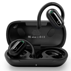 open ear headphones bluetooth 5.3 wireless earbuds, true open ear earbuds with rotatable earhooks, 55hrs playtime, ipx7 waterproof deep bass earphones for sports, workouts, running, iphone & android