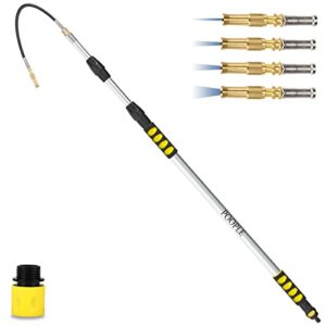 telescoping gutter cleaning tools, 12 foot gutter cleaners from the ground, rain gutter cleaning aluminum wand, garden hose attachment & connection adapter