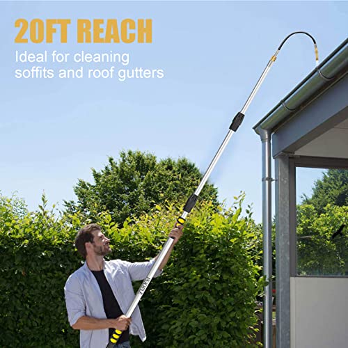 Telescoping Gutter Cleaning Tools, 12 Foot Gutter Cleaners from the Ground, Rain Gutter Cleaning Aluminum Wand, Garden Hose Attachment & Connection adapter