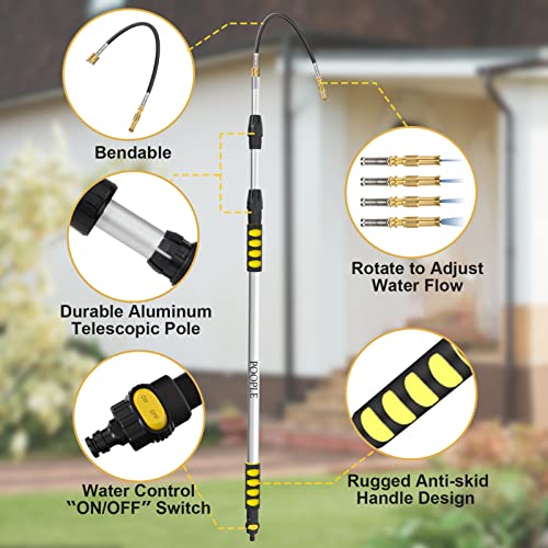 Telescoping Gutter Cleaning Tools, 12 Foot Gutter Cleaners from the Ground, Rain Gutter Cleaning Aluminum Wand, Garden Hose Attachment & Connection adapter