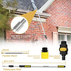 Telescoping Gutter Cleaning Tools, 12 Foot Gutter Cleaners from the Ground, Rain Gutter Cleaning Aluminum Wand, Garden Hose Attachment & Connection adapter