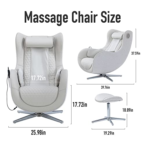 UUOF Massage Chair Full Body Recliner - Zero Gravity Genuine Leather Lounge Chair with Heat and Shiatsu Massage Office Chair Sl Track Intelligent Body Detection Bluetooth Speaker Airbags (White)