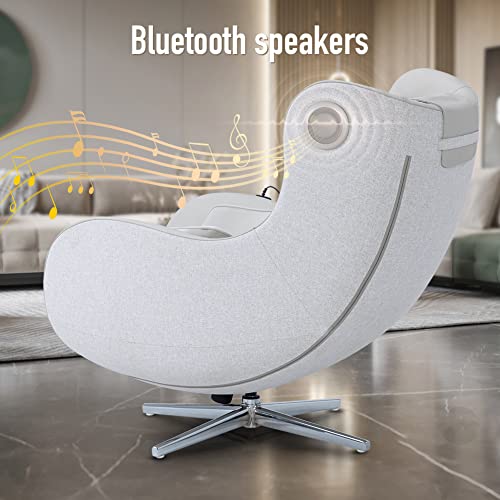 UUOF Massage Chair Full Body Recliner - Zero Gravity Genuine Leather Lounge Chair with Heat and Shiatsu Massage Office Chair Sl Track Intelligent Body Detection Bluetooth Speaker Airbags (White)