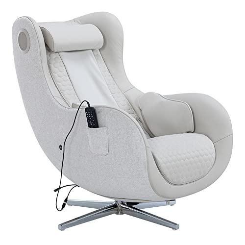 UUOF Massage Chair Full Body Recliner - Zero Gravity Genuine Leather Lounge Chair with Heat and Shiatsu Massage Office Chair Sl Track Intelligent Body Detection Bluetooth Speaker Airbags (White)