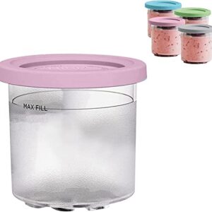 Ice Cream Pints Cups Reusable Ice Cream Pints Containers Kitchen Accessory with Lids for Ninja XSKPLID2CD, Compatible with NC299AMZ C300s Series to Ice Cream Mix Finished Products Storage (1PC Pink)