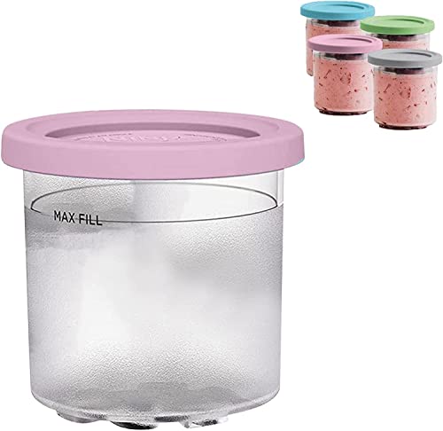 Ice Cream Pints Cups Reusable Ice Cream Pints Containers Kitchen Accessory with Lids for Ninja XSKPLID2CD, Compatible with NC299AMZ C300s Series to Ice Cream Mix Finished Products Storage (1PC Pink)