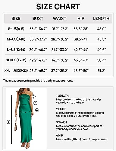 MEROKEETY Women 2023 Summer Strapless Satin Tube Bodycon Backless Wedding Guest Maxi Dress Black Large