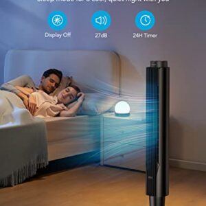 GoveeLife Smart Tower Fan 2023 Upgraded, 42 Inch WiFi Fan with Aromatherapy and Temp Sensor, Oscillating Fan with 8 Speeds 4 Modes up to 25ft/s, 24H Timer Fan Tower, 27dB Quiet Floor Fan for Bedroom