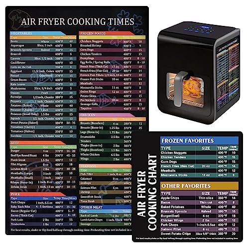 Air Fryer Cheat Sheet Magnetic Air Fryer Cooking Times Chart Magnet Cheat Sheet Set Air Fryer Accessories Cookbook Recipe Card Meat Temp Guide for Airfryer Oven Cooking Pot Kitchen Appliances, 2 Pack