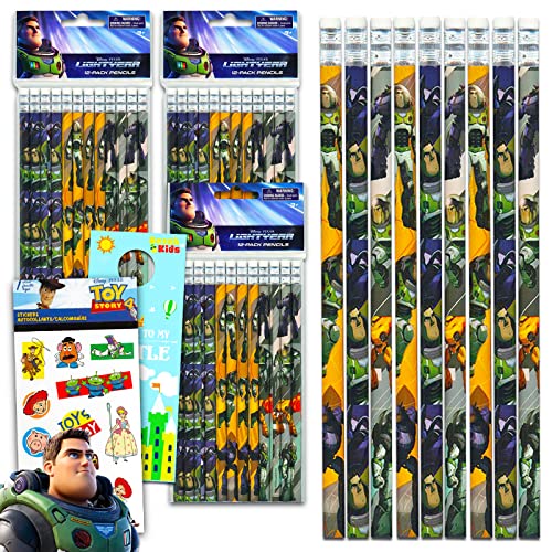 Toy Story 36 Pc Buzz Lightyear Pencils for Kids School Supplies Bundle with 36 Buzz Lightyear Pencils, Stickers, and More School Stuff