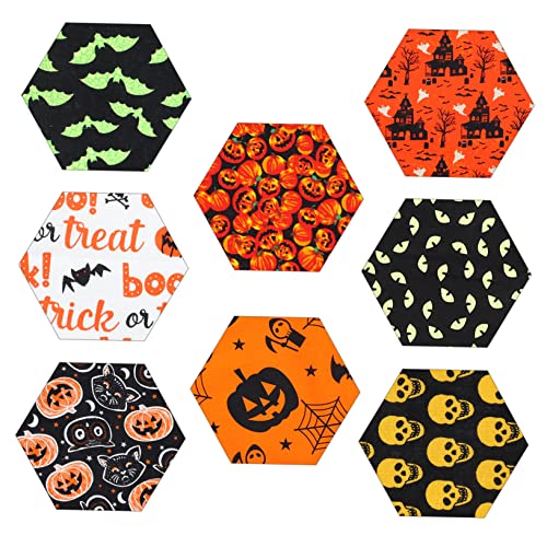 NOLITOY 8pcs Pumpkin Cotton Fabric Camo Fabric Quilting Fabric Halloween Fabric Halloween Patchwork Precut Fabric Scraps Owl Bat Ghost Patchwork Halloween Cotton Fabric Color Fabric Gift