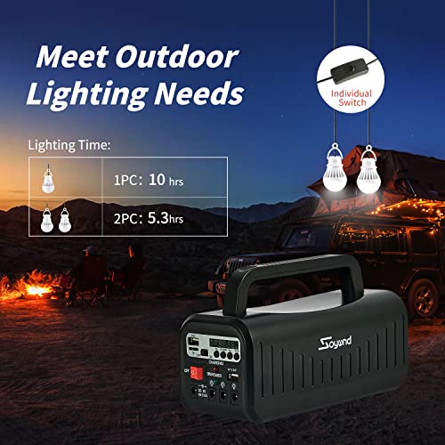 Solar Generator, Soyond Solar Powered Generator with Panel Included, 8000mAh Portable Power Station with 2 LED Bulbs for Home Use Emergency, Outdoor Generator for Camping,Travel