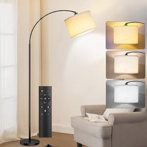 arc floor lamps for living room,modern standing lamp with remote control,tall lamp with stepless dimmable,5 color temperatures,over couch arched reading light for bedroom,office(bulb included)