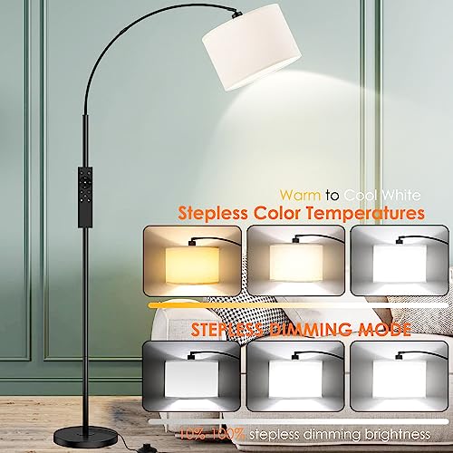 Arc Floor Lamps for Living Room,Modern Standing Lamp with Remote Control,Tall Lamp with Stepless Dimmable,5 Color temperatures,Over Couch Arched Reading Light for Bedroom,Office(Bulb Included)