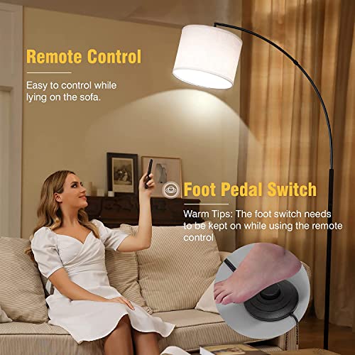 Arc Floor Lamps for Living Room,Modern Standing Lamp with Remote Control,Tall Lamp with Stepless Dimmable,5 Color temperatures,Over Couch Arched Reading Light for Bedroom,Office(Bulb Included)