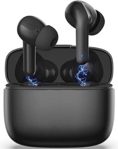 wireless earbud, bluetooth 5.3 headphones bluetooth earbud with mics, wireless earphones in ear noise cancelling wireless headphons deep bass ipx5 waterproof ear buds black pro