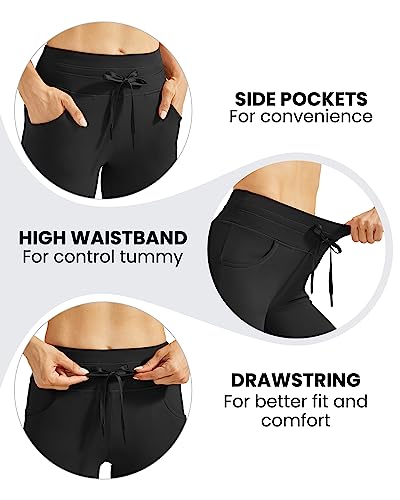 Promover Fleece Lined Women Flare Yoga Pants with Pockets Winter Warm Bootcut Pants(Black,M)