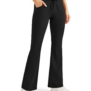 Promover Fleece Lined Women Flare Yoga Pants with Pockets Winter Warm Bootcut Pants(Black,M)