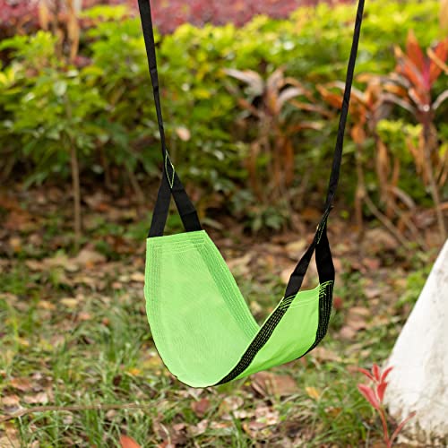 Indoor and Outdoor Patio Playground Kids Fun Hanging Mesh Fabric Tree Swing with Adjustable Strap (Green)