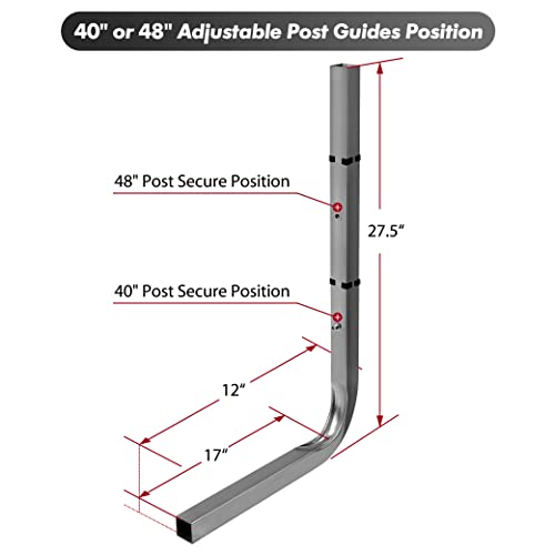 Boat Trailer Guide-ons, 40"/48" Adjustable Design, 2PCS Rustproof Galvanized Steel Trailer Guide ons, Trailer Guides with Black PVC Pipes, for Ski Boat, Fishing Boat or Sailboat Trailer