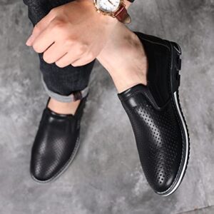 COSIDRAM Mens Casual Shoes Slip on Loafers Lightweight Hollow Out Breathable Male Shoes Black 10.5