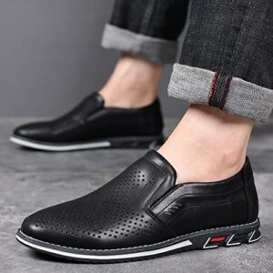 COSIDRAM Mens Casual Shoes Slip on Loafers Lightweight Hollow Out Breathable Male Shoes Black 10.5