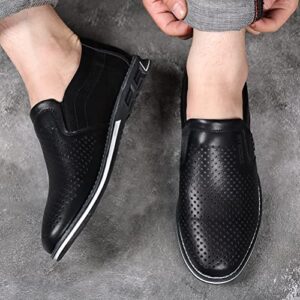 COSIDRAM Mens Casual Shoes Slip on Loafers Lightweight Hollow Out Breathable Male Shoes Black 10.5