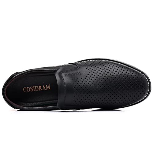 COSIDRAM Mens Casual Shoes Slip on Loafers Lightweight Hollow Out Breathable Male Shoes Black 10.5