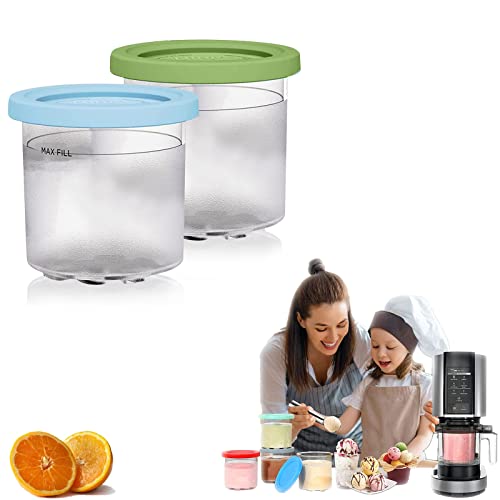 Ice Cream Pints Cup, Ice Cream Containers with Lids Replacements for Ninja Creami Pints, Ninja Creami Containers for Safe & Leak Proof, For NC300S NC299AMZ Series Ice Cream Maker (2Pcs-B)