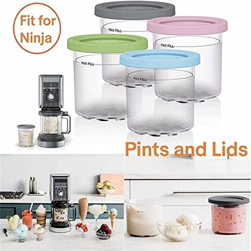 Ice Cream Pints Cup, Ice Cream Containers with Lids Replacements for Ninja Creami Pints, Ninja Creami Containers for Safe & Leak Proof, For NC300S NC299AMZ Series Ice Cream Maker (2Pcs-B)