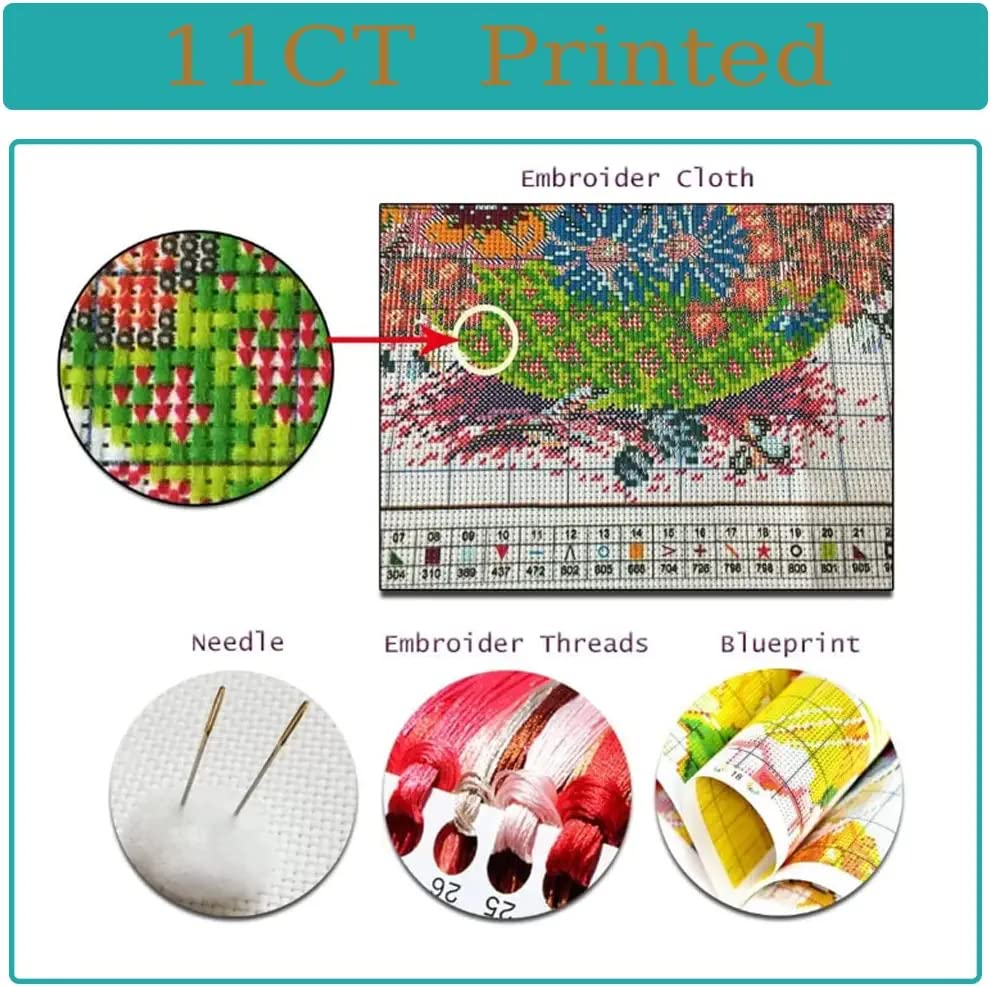 Tree of Life Cross Stitch Kits for Adults - Stamped Crossstitching Kits Preprinted 11 Count Cross-Stitch Kit for Beginner, 11CT Prestamped Easy Pattern Needlepoint Kits Crafts for Decor 11.8x15.7inch