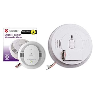 kidde hardwired smoke & carbon monoxide detector, aa battery backup, interconnectable, led warning light indicators & smoke detector, hardwired smoke alarm with battery backup, white