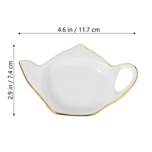 Tea Bag Rest 2pcs Ceramic Teabag Coaster Teapot Shaped Tea Bag Holder Tea Bag Saucer Tray Tea Bag Storage Rack Rest Porcelain Seasoning Dish Tea Bag Holder Plate