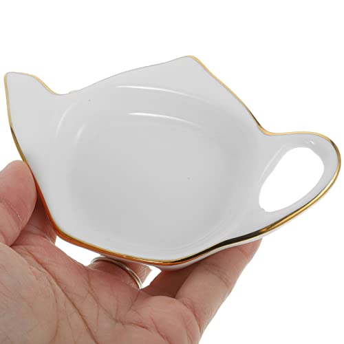 Tea Bag Rest 2pcs Ceramic Teabag Coaster Teapot Shaped Tea Bag Holder Tea Bag Saucer Tray Tea Bag Storage Rack Rest Porcelain Seasoning Dish Tea Bag Holder Plate