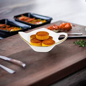 Tea Bag Rest 2pcs Ceramic Teabag Coaster Teapot Shaped Tea Bag Holder Tea Bag Saucer Tray Tea Bag Storage Rack Rest Porcelain Seasoning Dish Tea Bag Holder Plate