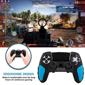 Skin for DualSense Edge, Ergonomic Soft Anti-Slip Silicone Controller Grip Cover Case Accessories Set for Playstation 5 DualSense Edge Controller with Thumb Grip Caps (Black Blue)