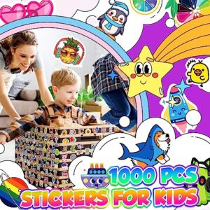 1000Pcs Cute Stickers for Kids, Water Bottle Stickers Vinyl Waterproof Stickers for Laptop Scrapbook Skateboard Cute Kawaii Sticker Packs for Teens Kids Girls