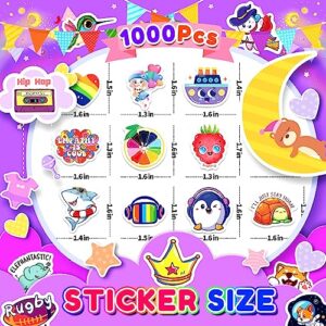 1000Pcs Cute Stickers for Kids, Water Bottle Stickers Vinyl Waterproof Stickers for Laptop Scrapbook Skateboard Cute Kawaii Sticker Packs for Teens Kids Girls