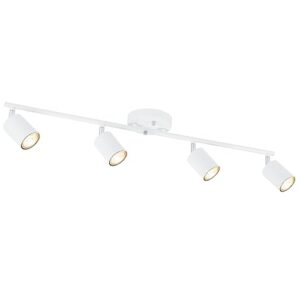 boostarea led 4 light track lighting kit, white 4 way ceiling spot lighting, flexibly rotatable light head for kitchen, living room, bedroom, bulb not included