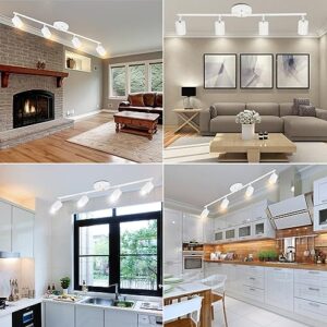 BoostArea LED 4 Light Track Lighting Kit, White 4 Way Ceiling Spot Lighting, Flexibly Rotatable Light Head for Kitchen, Living Room, Bedroom, Bulb Not Included