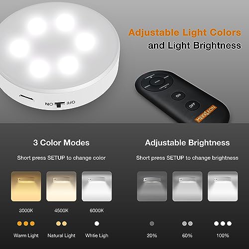 Wireless LED Puck Light with Remote,3 Color Temperatures Dimmable Under Cabinet, Closet Light, Rechargeable Under Counter Lighting,Stick On Lights for Bar,Hallway, Stairway,Kitchen (3 Pack CCT)