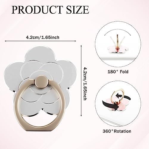 Sibba 2pcs Phone Ring Holder Kickstand Cellphone Flower Finger Ring Grips Stand Metal Universal Accessories Compatible with Smartphone, Mobile Phones, Phone case (Silver, Rose Gold)