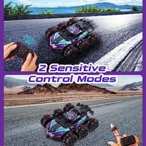 SUPERSUN Remote Control Car, 1:24 RC Stunt Car, 360 Flips Rotating RC Cars with Light Spray Effect, 6WD 2.4Ghz Electric Racing Toy Car, Birthday for Boys Kids Over 6 Years Old