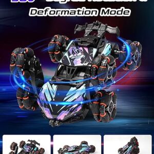 SUPERSUN Remote Control Car, 1:24 RC Stunt Car, 360 Flips Rotating RC Cars with Light Spray Effect, 6WD 2.4Ghz Electric Racing Toy Car, Birthday for Boys Kids Over 6 Years Old