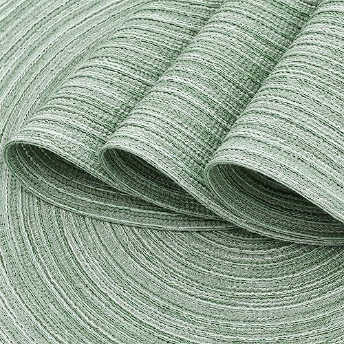 SHACOS Round Braided Placemats Set of 6 Two Tone Bicolor Woven Table Mats 15 inch Washable Dining Table Place Mats for Home Wedding Party, Sage Green White