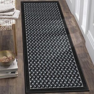 black and white non-slip rug runner for kitchen area - non slip runner rug for hallways 6 feet, stylish low-pile runner carpet, washable boho runner rugs with rubber backing | size 2' x 6'