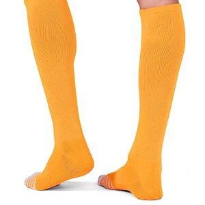 FITRELL 2 Pack Baseball Soccer Softball Socks for Kids Youth Men & Women Over-the-Calf Knee High Socks, nfl, Gold/Yellow, Medium