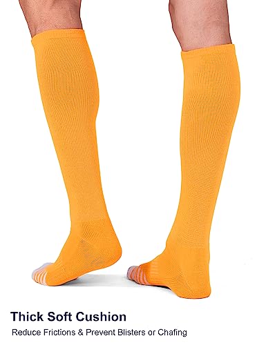 FITRELL 2 Pack Baseball Soccer Softball Socks for Kids Youth Men & Women Over-the-Calf Knee High Socks, nfl, Gold/Yellow, Medium