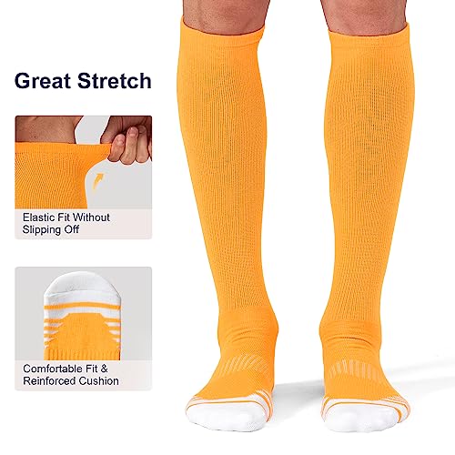 FITRELL 2 Pack Baseball Soccer Softball Socks for Kids Youth Men & Women Over-the-Calf Knee High Socks, nfl, Gold/Yellow, Medium